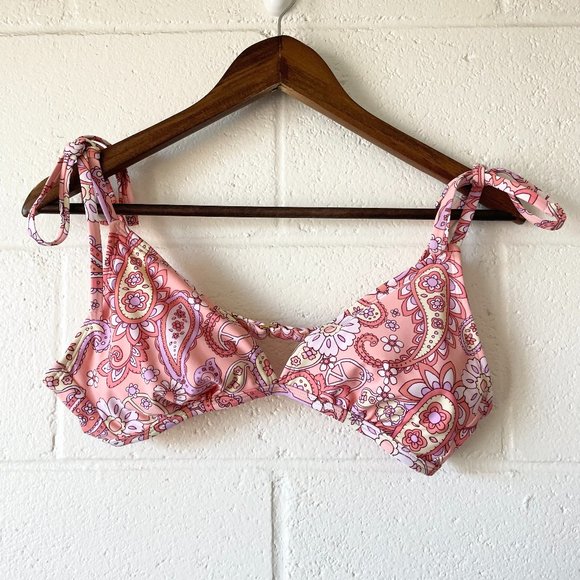 Wild Fable Swim Wild Fable Floral Paisley Hippie Woodstock Tie Straps Bikini Top Womens